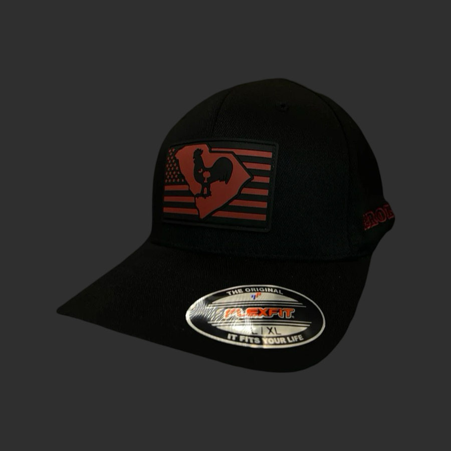 Flexfit Fitted Cotton Hometown Rooster Black Performance Hat – Hometown Colors