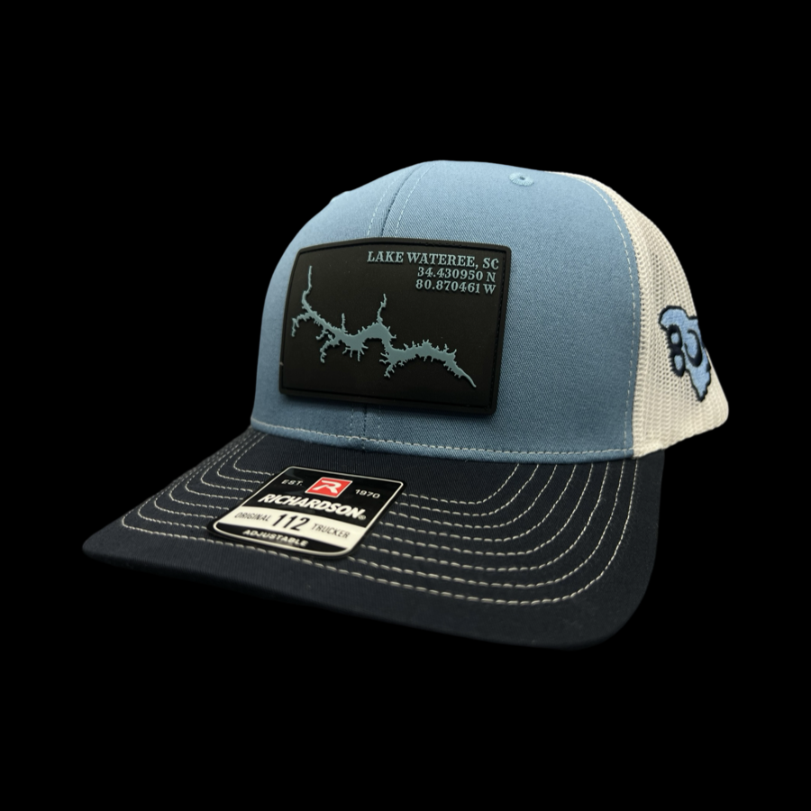 Richardson Lake Wateree Peformance PVC Patch Navy Light Blue Trucker H ...
