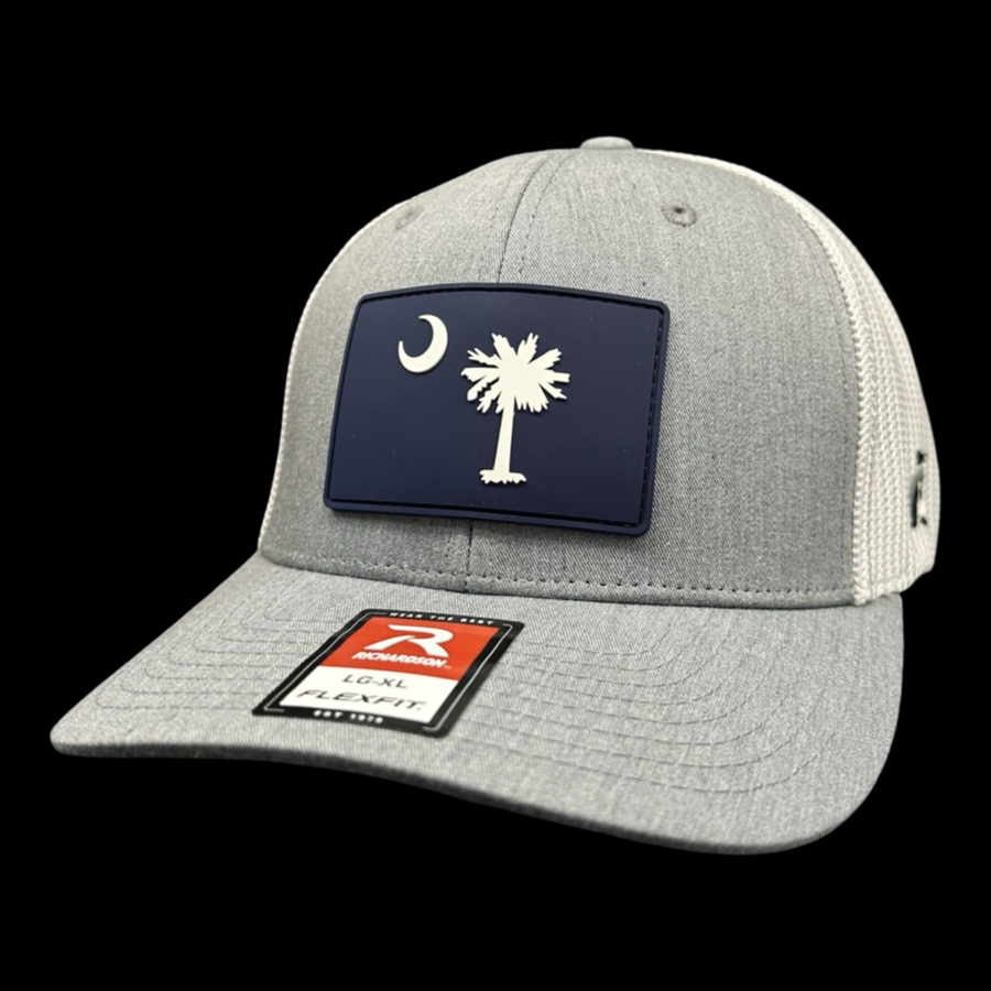 Richardson Flex Heather White Performance PVC Patch Fitted Trucker Hat ...
