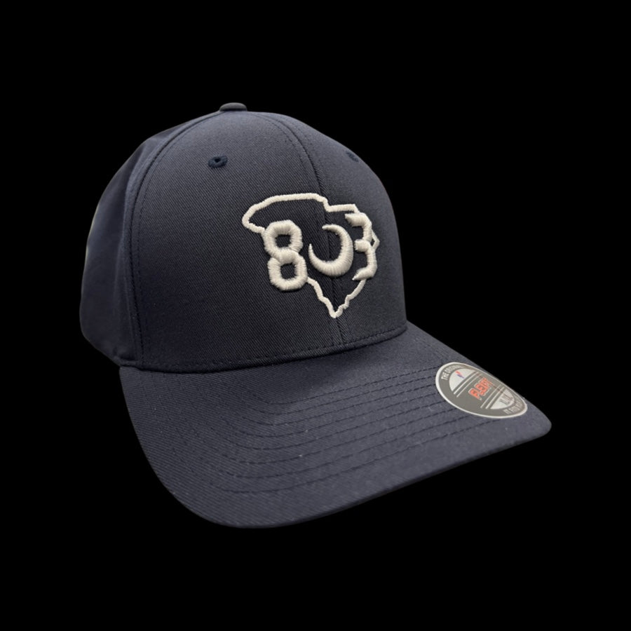 803 Flexfit XXL fitted cotton hat dark navy (2 logo colors) – Hometown ...